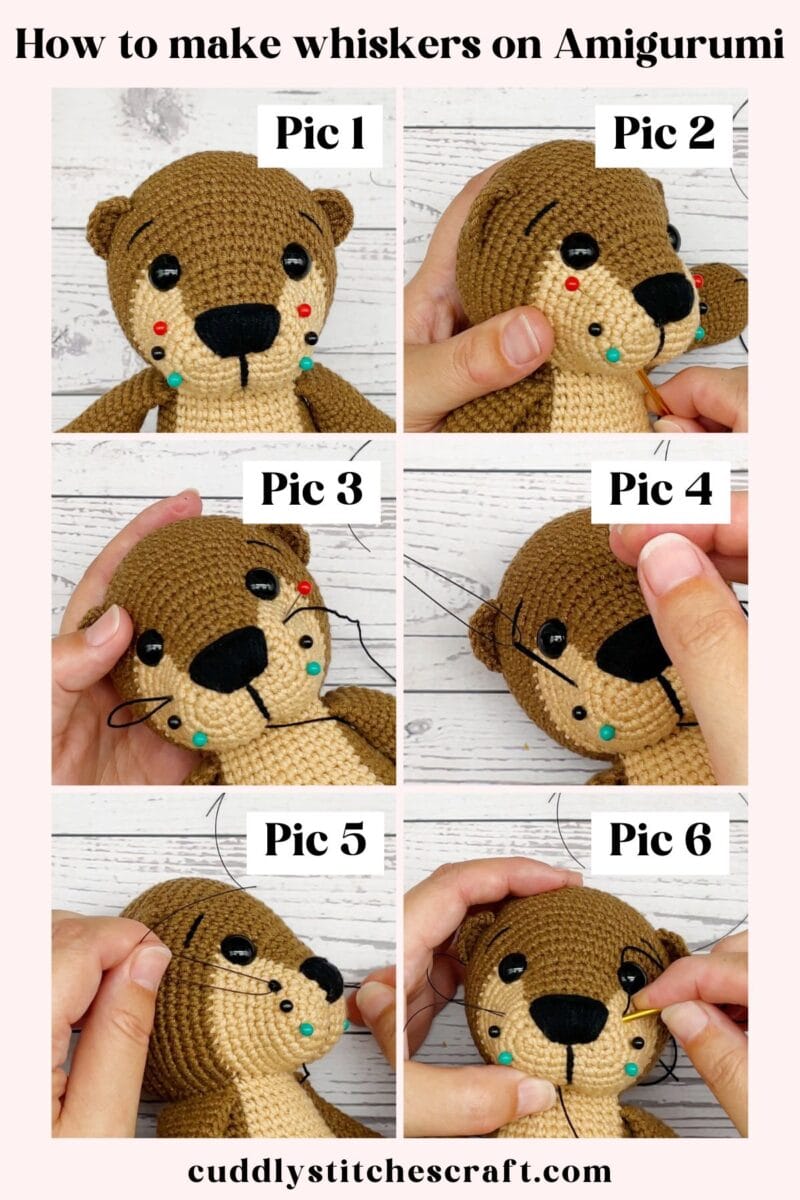 How to Make Whiskers on Amigurumi Crochet - Cuddly Stitches Craft