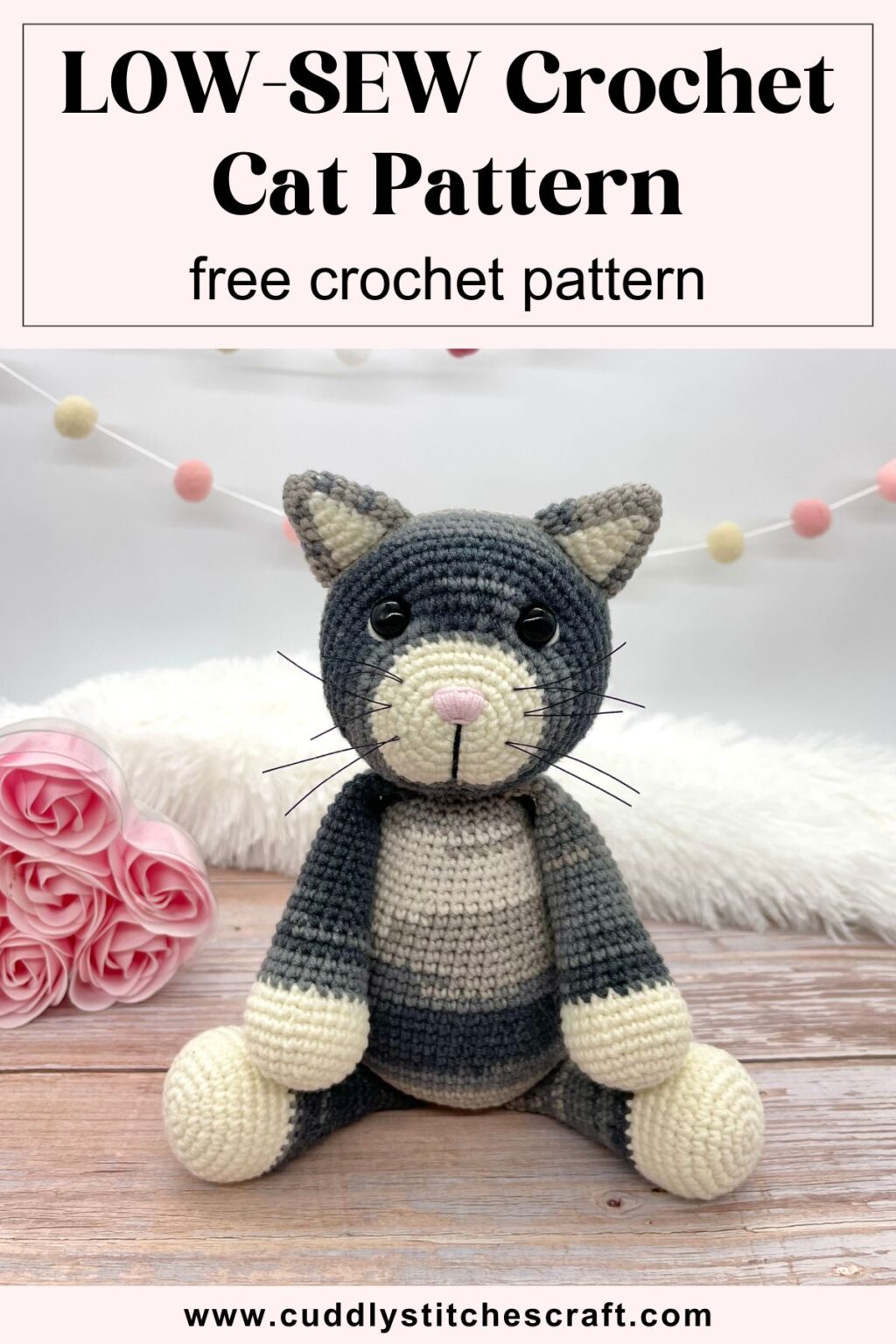 Free Crochet Cat Pattern: LOW-SEW Amigurumi Cat - Cuddly Stitches Craft