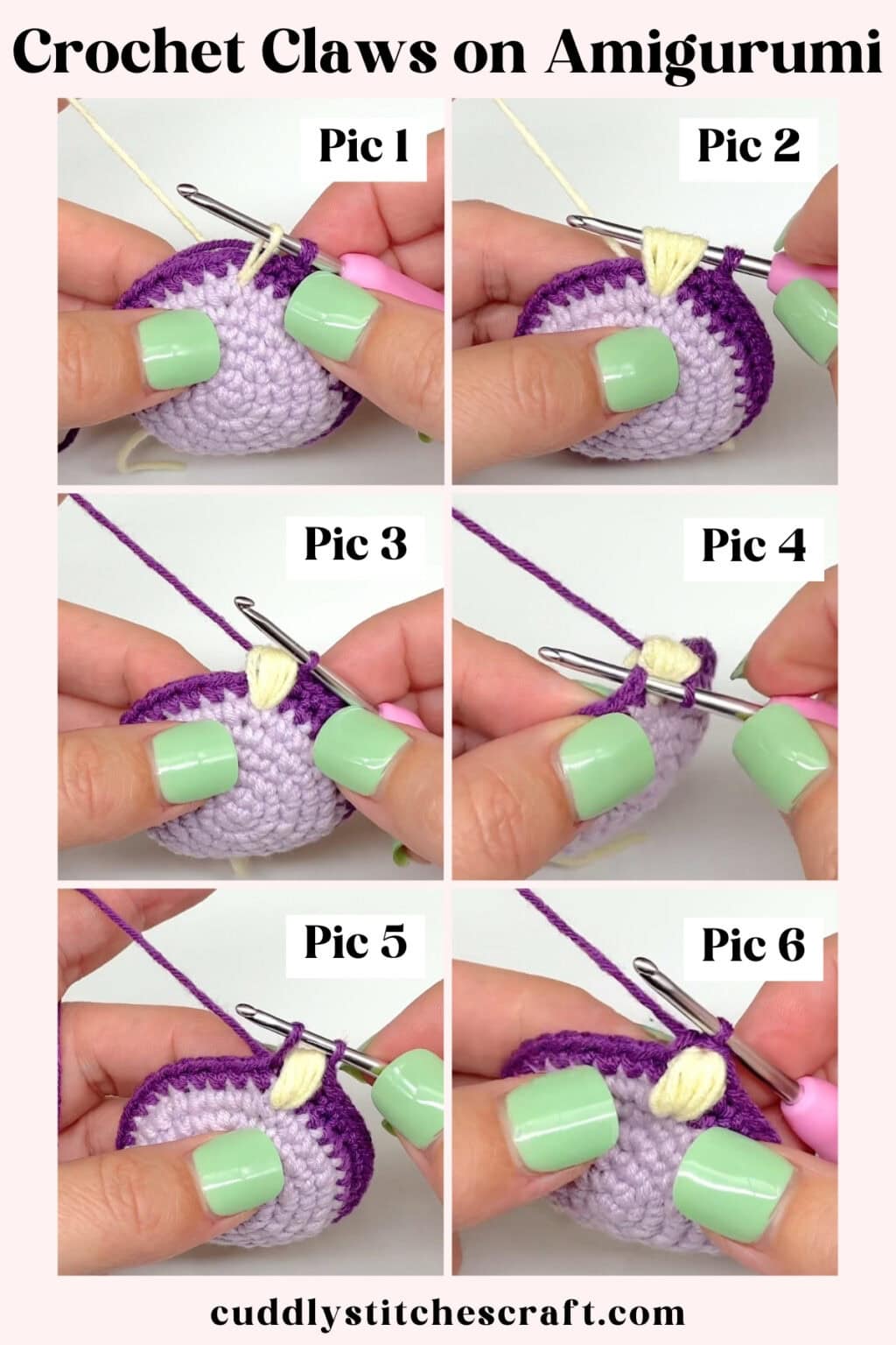 How to Crochet Claws or Toes on Amigurumi - Cuddly Stitches Craft